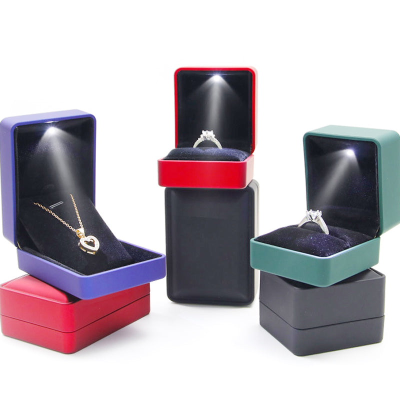 Classic Ring Box with LED Light Rounded Corners Concave Convex Edge ...