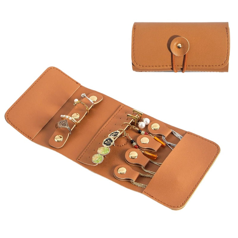 Spot PU Leather Mini Jewelry Roll Bag, Small Travel Jewelry Roll Bag ...